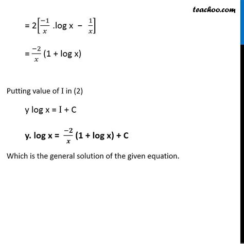 Ex 9 6 7 Find General Solution X Log X Dy Dx Y 2 X Log X