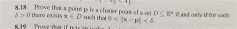 solved 8 18 prove that a point p is a cluster point of a set