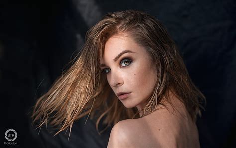 Hd Wallpaper Women Blonde Hazel Eyes Face Wet Hair Portrait Bare
