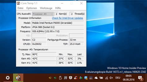 cpu temperatur überwachen mit core temp computer bild
