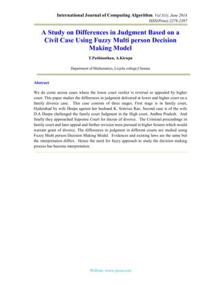 A Study On Differences In Judgment Based On A Civil Case Using Fuzzy