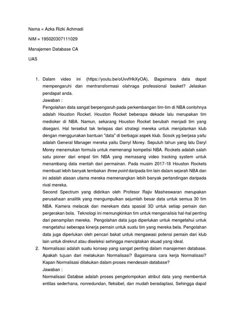Azka Rizki Achmadi 195020307111029 Uas Manajemen Database Ca Pdf