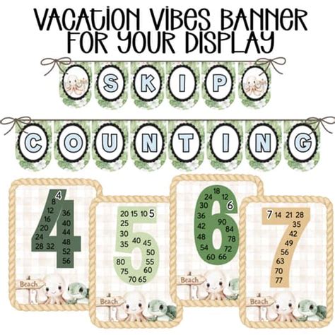 Skip Counting Posters Coastal Colors Large Multiples Bulletin Board