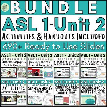 ASL 1 Unit 2 Lesson BUNDLE Vocabulary Activities Games Handouts NO PREP