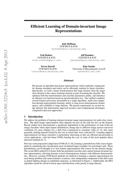 Pdf Efficient Learning Of Domain Invariant Image Representations