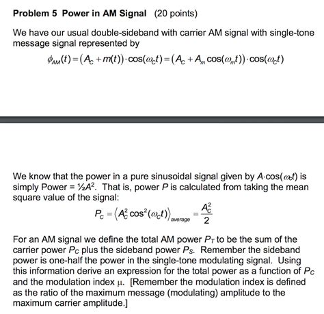 Solved Problem Power In AM Signal Points We Have Our Chegg Com