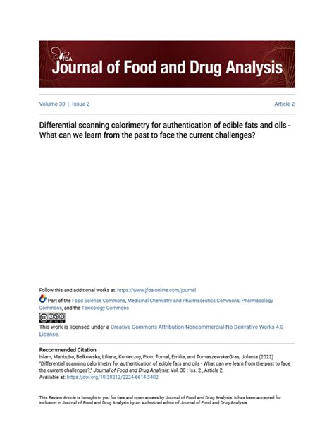 Dsc For Authentication Of Edible Fats And Oils Pdf