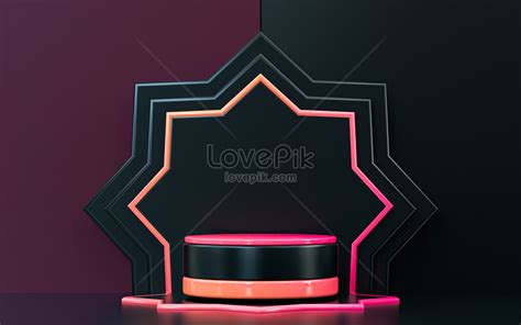 3d 렌더링 초록 기하학적 배경을 가진 연단 디스플레이 배경 사진 및 창의적인 일러스트 무료 다운로드 Lovepik