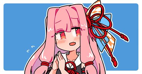 Ini Inunabe00 Kotonoha Akane Voiceroid 1girl D Blue Background Blush Border