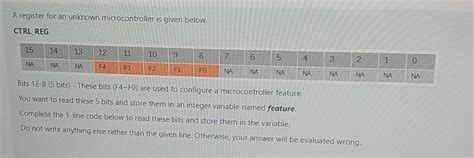Solved A Register For An Unknown Microcontroller Is Given