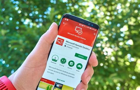 Microsoft Remote Desktop Mobile App On Samsung S8 Editorial Image Image Of Android Display