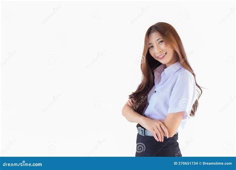 Portrait Of An Adult Thai Student In University Student Uniform Asian