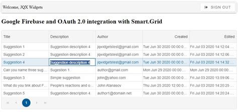 Grid Data Binding To Firebase And Oauth20 Grid Component