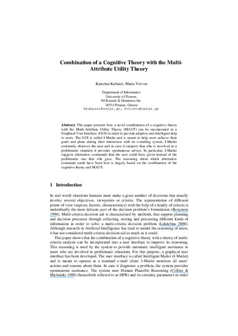Pdf Combination Of A Cognitive Theory With The Multi Attribute