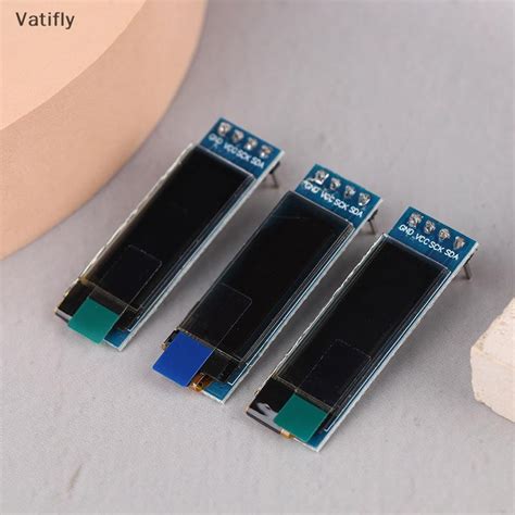 ใหม่ 1 Pc 0 91 นิ้วโมดูลจอแสดงผล Oled สีขาว สีฟ้า 128x32 จอแสดงผล Lcd Led Ssd1306 12832 0 91 Iic