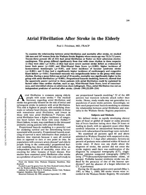Atrial Fibrillation After Stroke In The Elderly Pdf