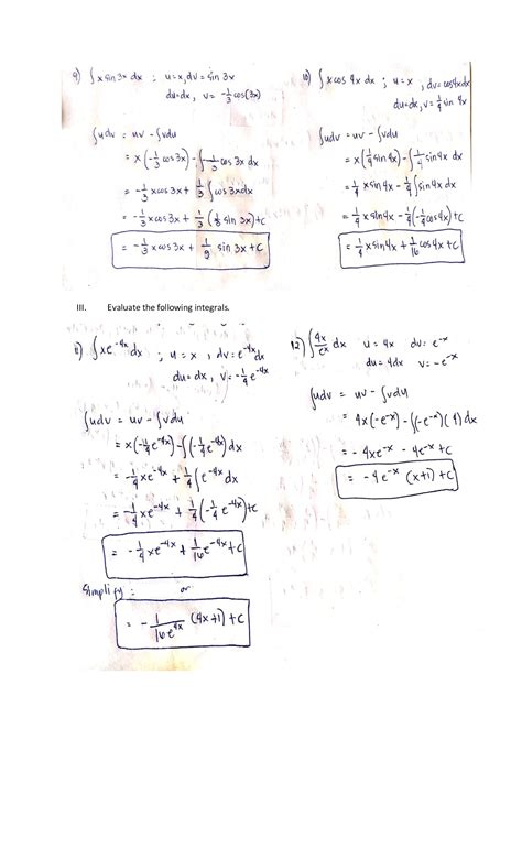 solution part 2 integration sample problem set with detailed answers