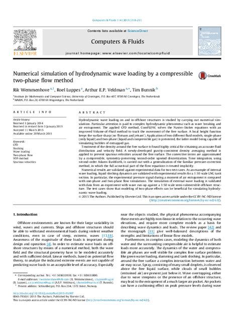 Pdf Numerical Simulation Of Hydrodynamic Wave Loading By A Compressible Two Phase Flow Method