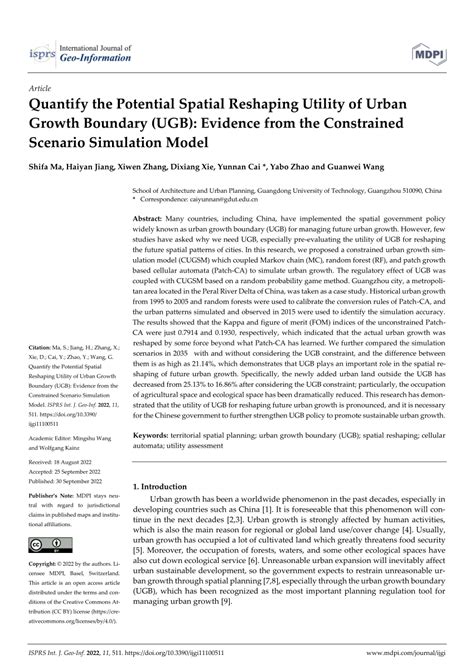pdf quantify the potential spatial reshaping utility of urban growth