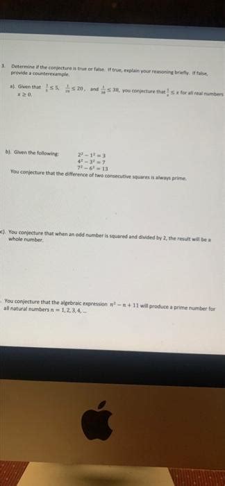 Solved 1 Determine If The Conjecture Is True O Leiftro