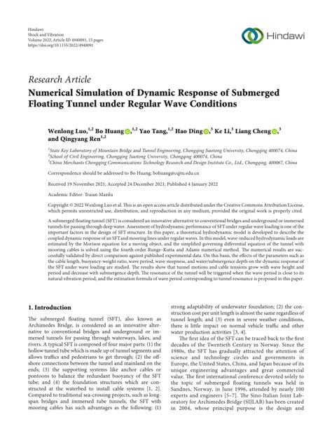 Pdf Numerical Simulation Of Dynamic Response Of Submerged Floating Tunnel Under Regular Wave