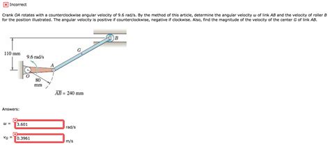 Solved Incorrect Crank Oa Rotates With A Counterclockwise