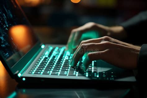 Close Up Photo Of Man Typing On Laptop Keyboard Stock Photo Image Of Computing Screen