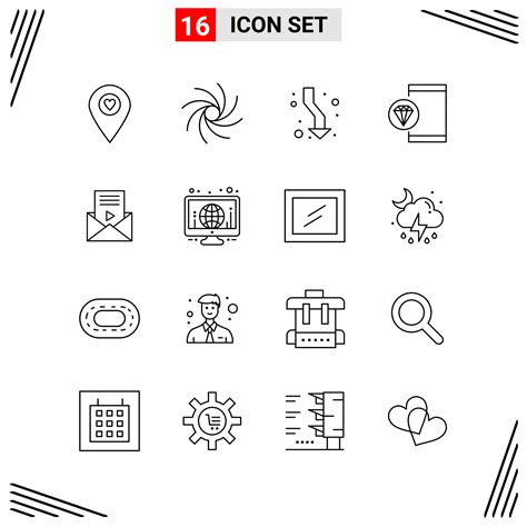 16 Icons Line Style Grid Based Creative Outline Symbols For Website Design Simple Line Icon