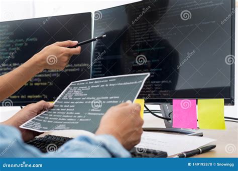 It Office Programmers Software Development Coding Technologies On Computer Working In A Company