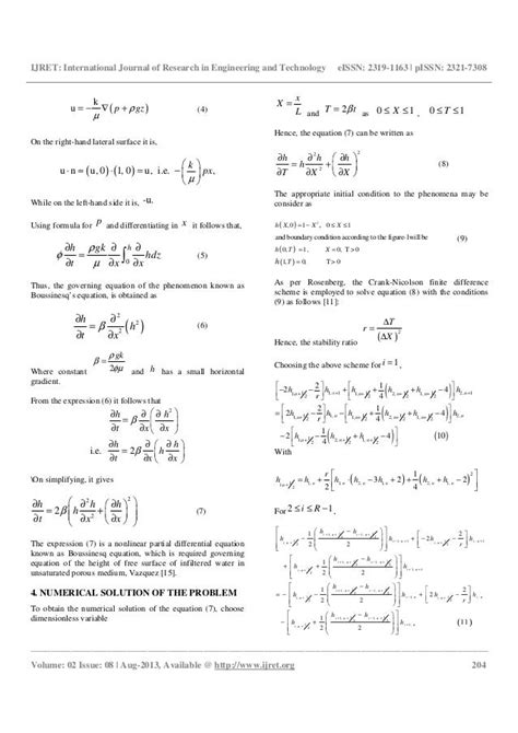 Numerical Solution Of Boussinesq Equation Arising In