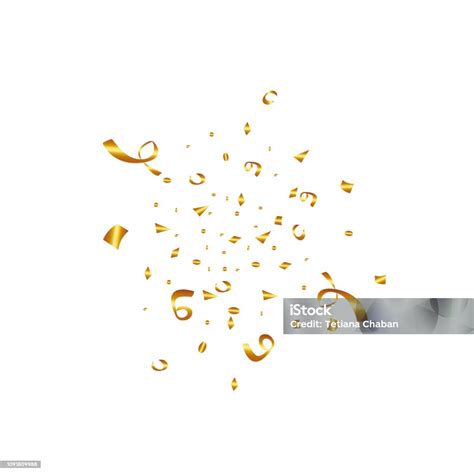 색종이 조각 흰색 배경에 고립 골든 리본입니다 축제 벡터 일러스트 레이 션 0명에 대한 스톡 벡터 아트 및 기타 이미지 0명 개체 그룹 공휴일 Istock