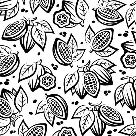 Premium Vector Cacao Beans Pattern Background Set Collection Icon Cacao Beans Vector