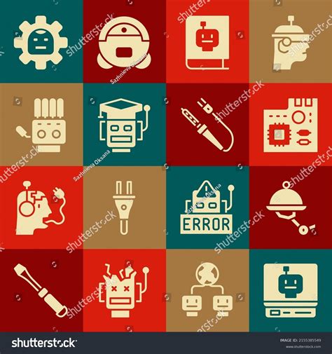 Set Robot Waiter Robot Motherboard Digital Stock Vector Royalty Free Shutterstock