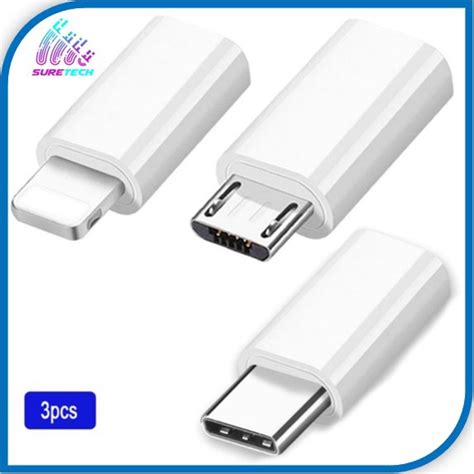 SURETECH Male To Female Type C Micro IOS Mini Adapter Converter3Pcs Shopee Philippines