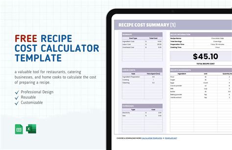 Recipe Cost Calculator Excel Template Infoupdate Org