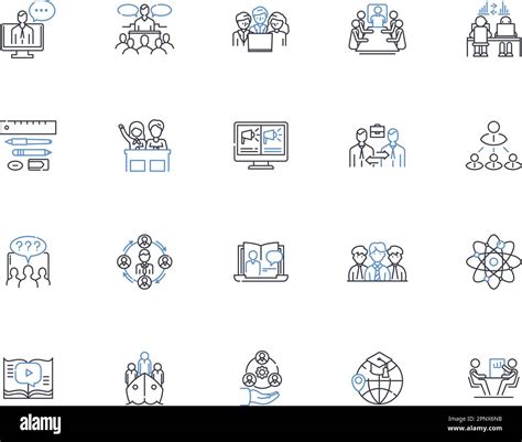 Lecturing Line Icons Collection Knowledge Communication Learning