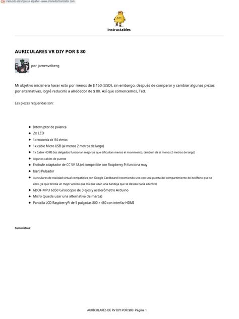 Diy Vr Headset For 80 En Es Pdf Arduino Usb