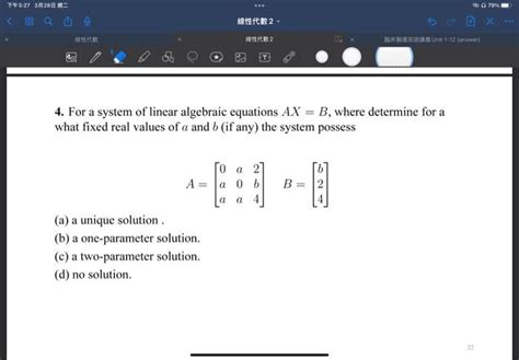 4 for a system of linear algebraic equations ax b