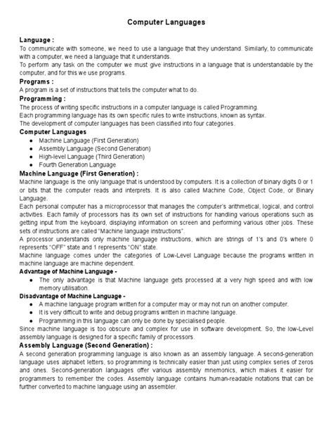 Computer Languages Note Pdf Assembly Language Computer Programming
