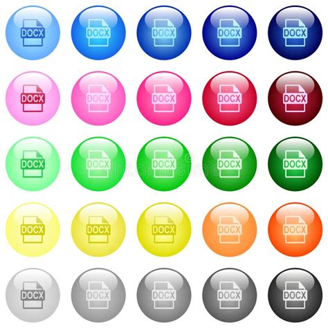 docx file format icons in color glossy buttons stock vector