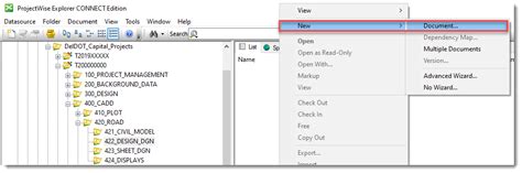 creating a new msce ord file in projectwise explorer pw2103 deldot