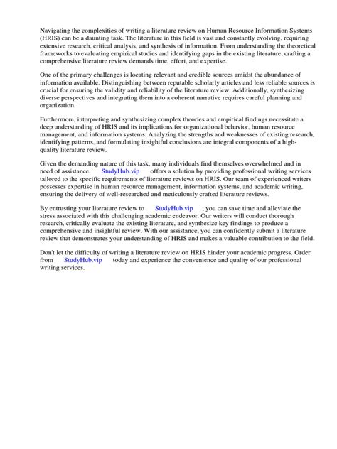 Literature Review Human Resource Information System Pdf