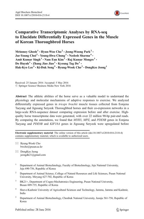 Pdf Comparative Transcriptomic Analyses By Rna Seq To Elucidate