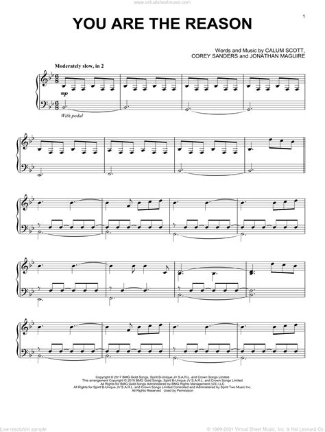 Partitions Numériques De You Are The Reason [medium] Pour Piano Seul