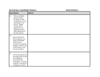 Secretary Interview Questions Including A Performance Task Edtaible