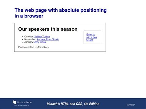 How to use CSS for page layout Murach's HTML and CSS, 4th Edition - ppt ...