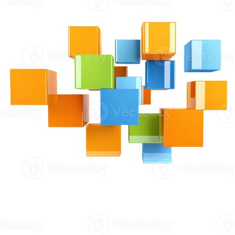 Colorful Cubes Arranged In A Dynamic Formation Showcasing Varying Sizes And Vibrant Hues