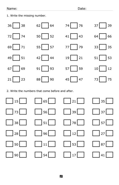 Number Neighbors Worksheets Missing Numbers Printable Worksheets
