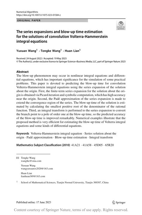 The Series Expansions And Blow Up Time Estimation For The Solutions Of Convolution Volterra
