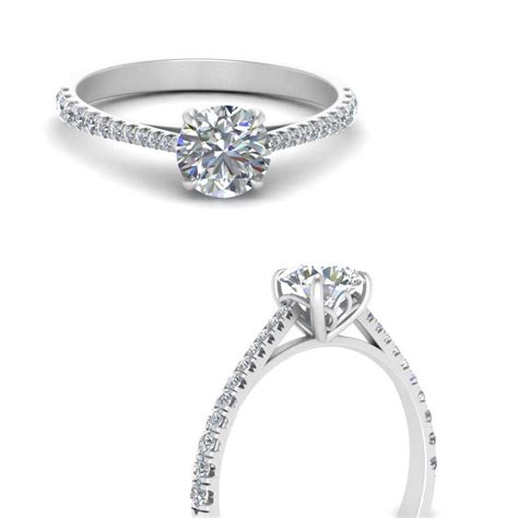 Round Cut Pave Engagement Rings